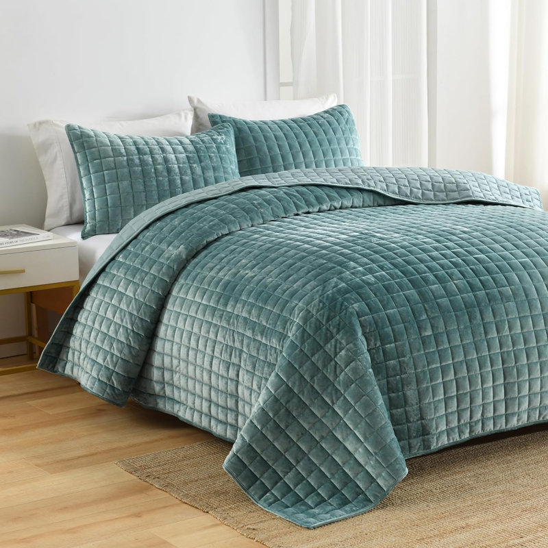 CoastalCart Comforter Set For Bed Velvet Quilts Black Bedspreads 90 98 Inch With 2 Pillow Shams Patchwork Reversible Lightweight Bedding Wayfair